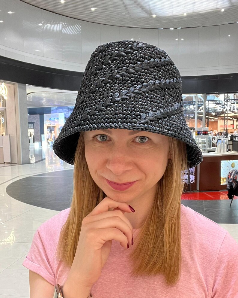 Crochet Raffia Bucket Hat Pattern, Summer Sun Hat (PDF + Video Tutorial ...