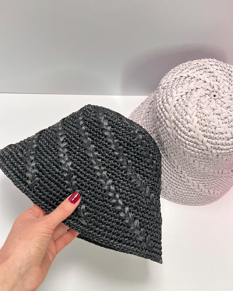 Crochet Raffia Bucket Hat Pattern, Summer Sun Hat (PDF + Video Tutorial ...