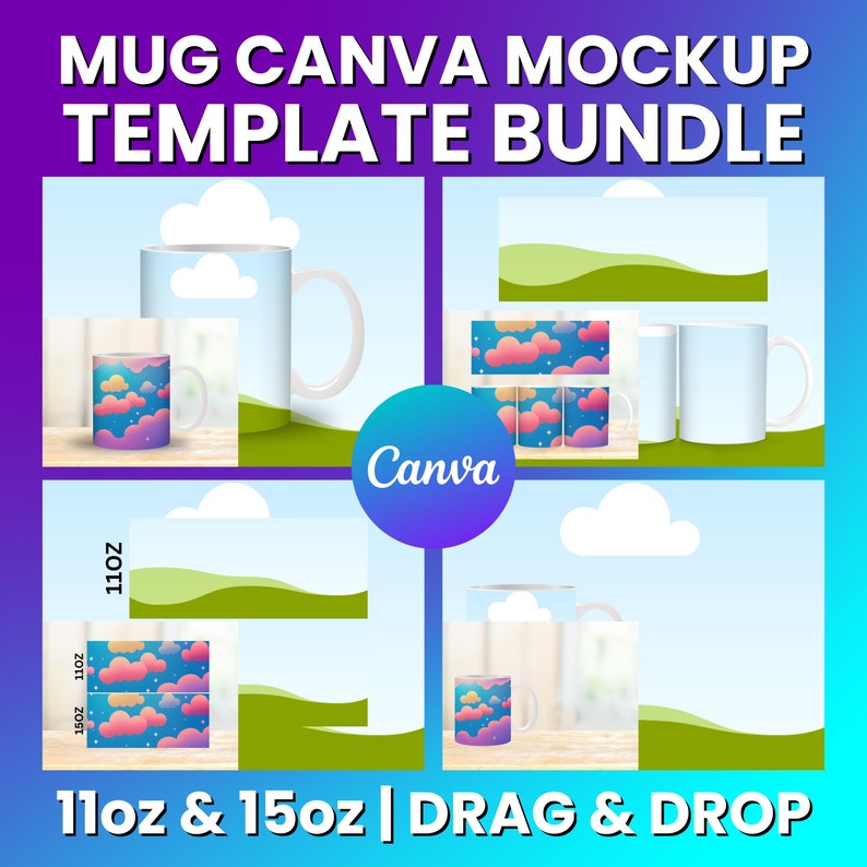 Mug Canva Drag Drop Mockup 11oz 15oz Canva Full Wrap Mockup 11oz Coffee ...