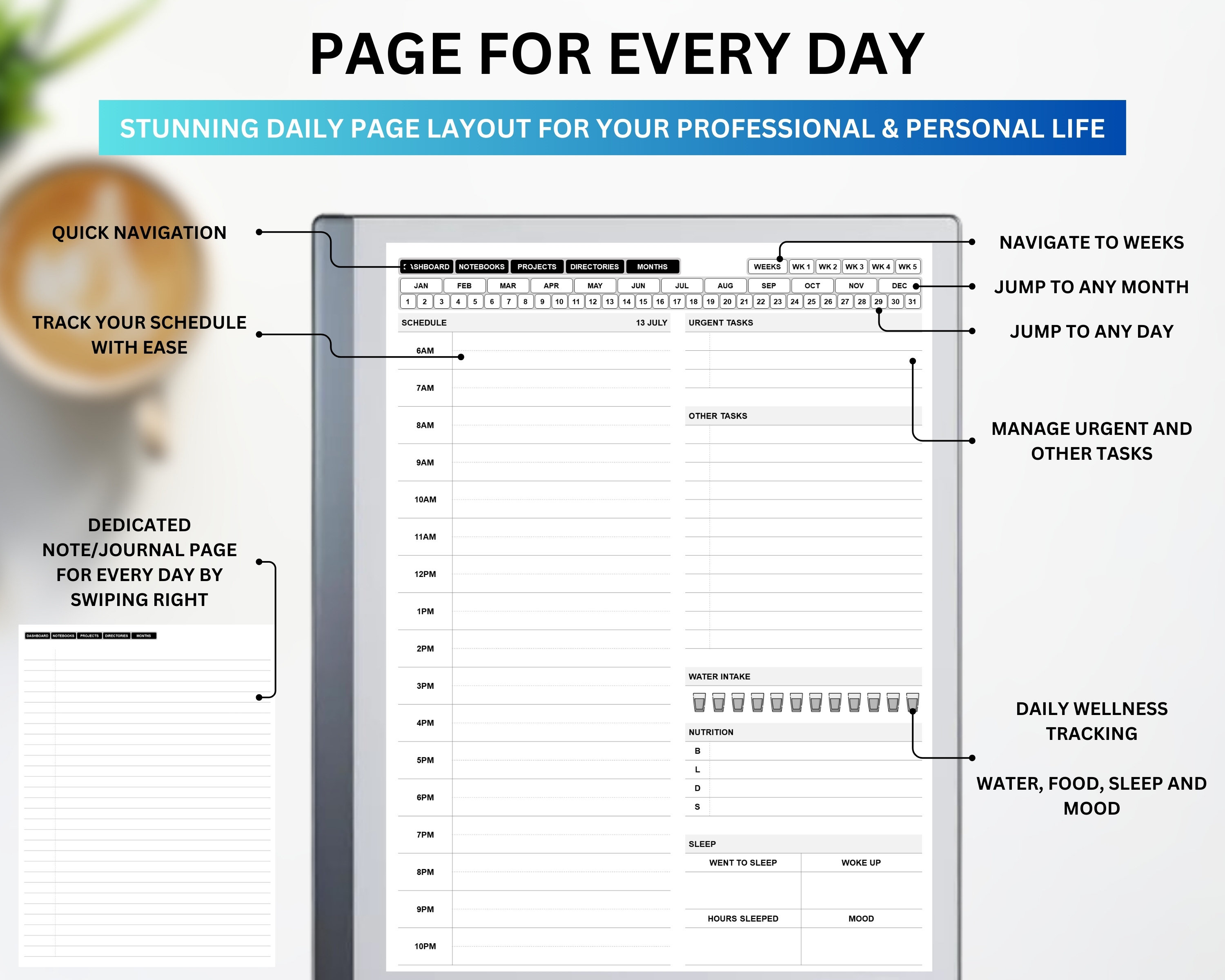 Remarkable 2 Daily Planner, Calendar, Remarkable 2 Templates, Agenda ...
