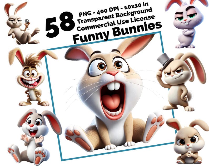 Funny Bunnies PNG Clipart – 58 Cute & Hilarious Rabbit Images, Cartoon ...