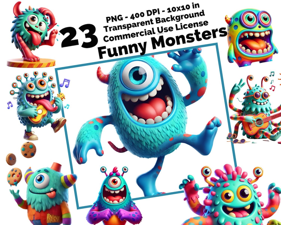 Funny Monster Pngs - 23 Cute Monster Clipart, 400 DPI Transparent ...