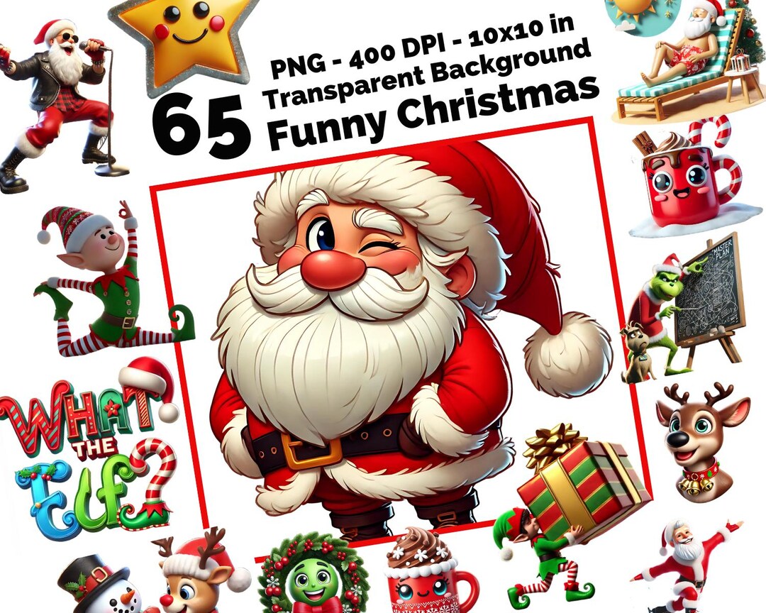 Funny Christmas PNG Bundle - 65 Hilarious Holiday Characters for ...