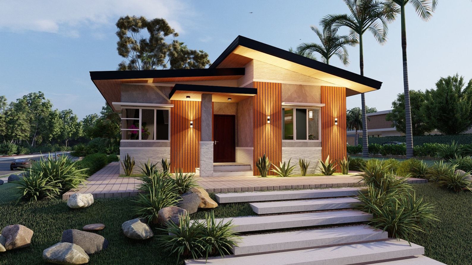 Modern Bungalow House Design 3 Bedroom 9x11 Floor Plan - Etsy