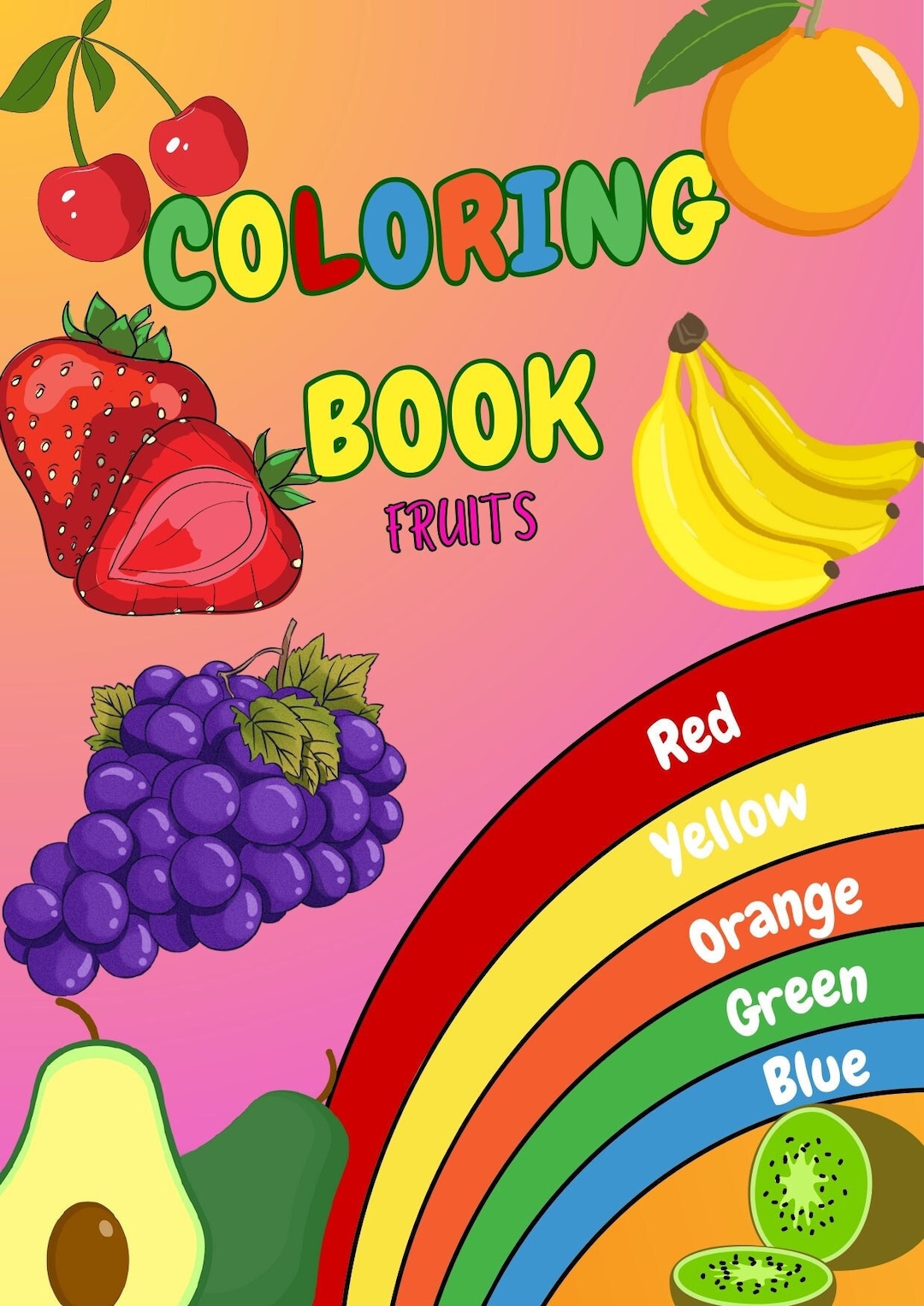 Coloring Book Fruits - Etsy