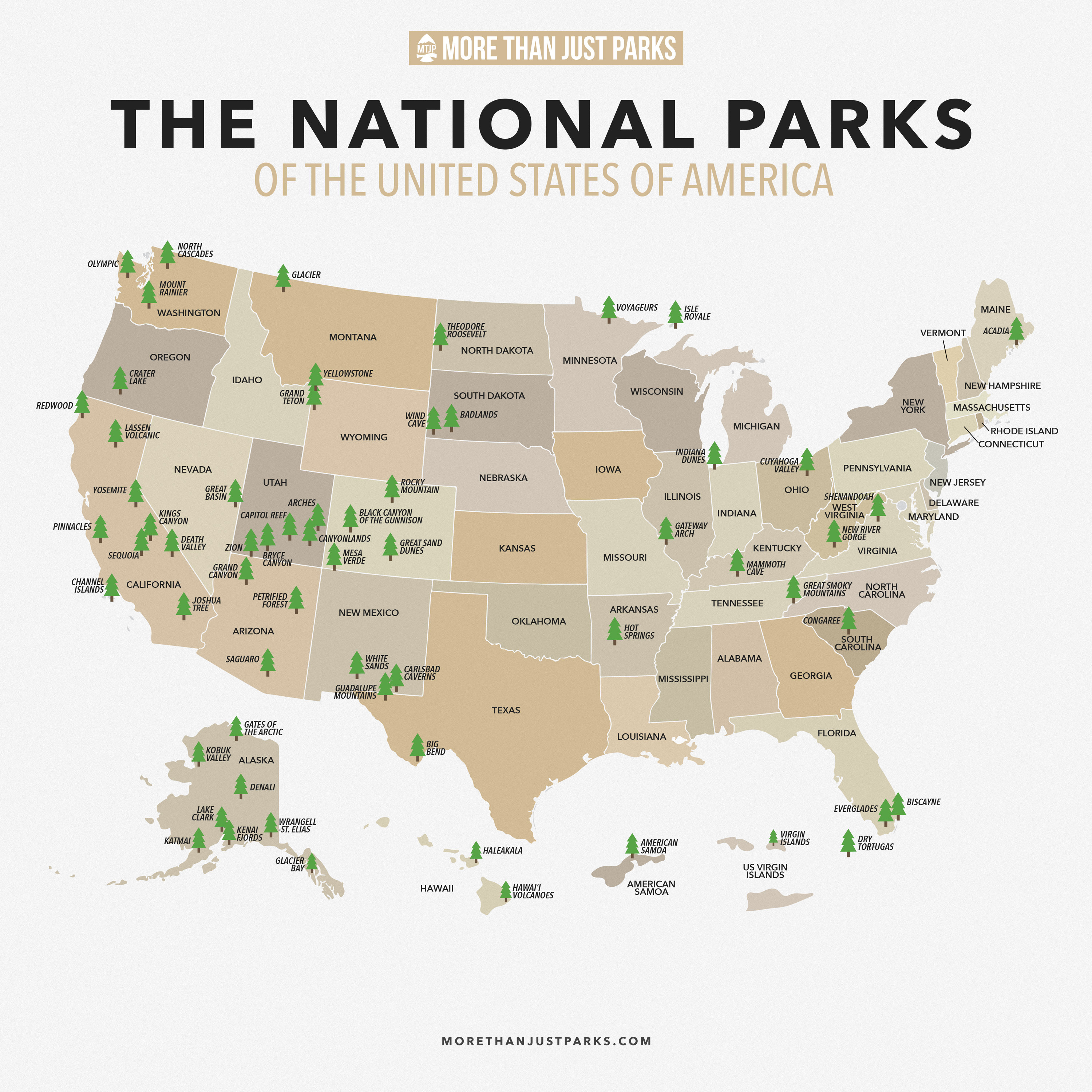National Parks Map square Digital Download - Etsy