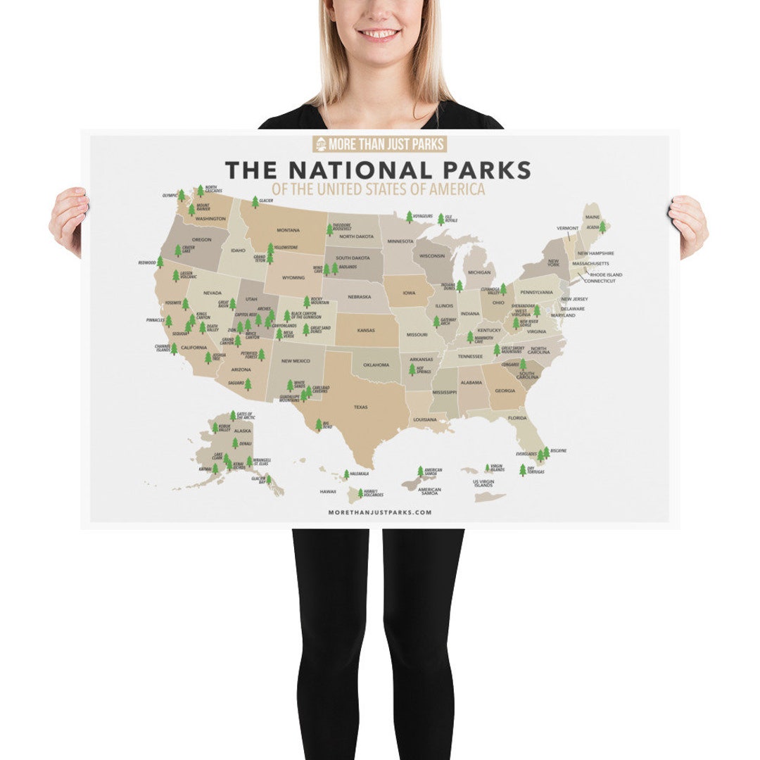 National Parks Map Poster (24x36) - Etsy