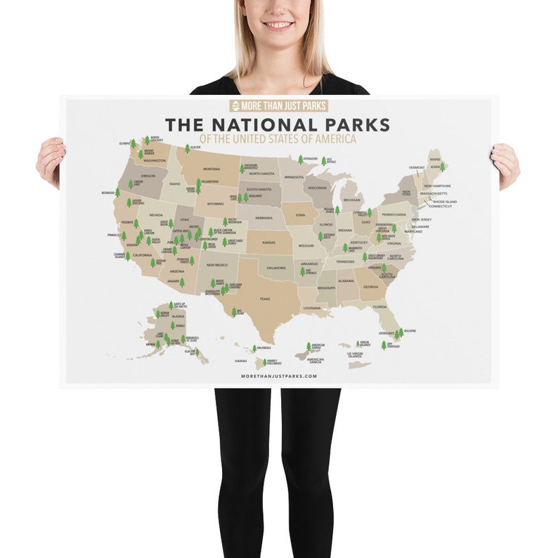 National Parks Map Poster (24x36) - Etsy