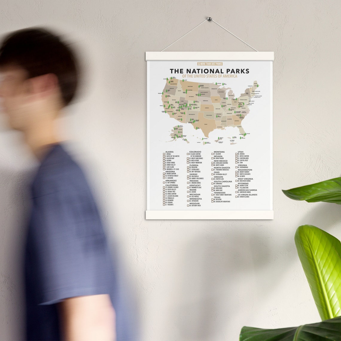 National Parks Checklist Poster With Wooden Hanger by More Than Just ...