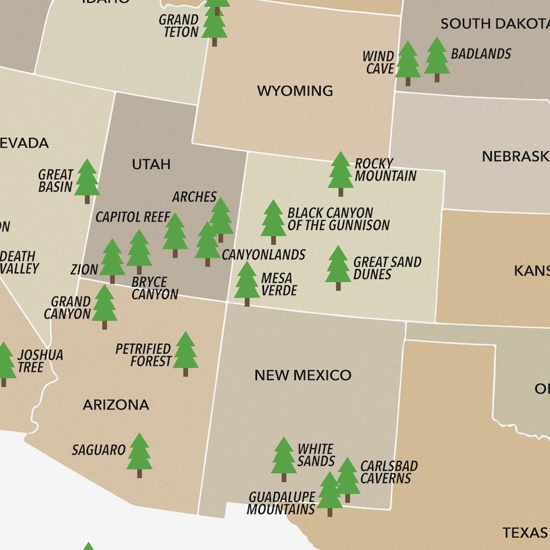 US National Parks Map Digital Download by More Than Just Parks - High ...