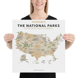 National Parks Map Poster - Museum-quality, Matte Finish, 10x10, 12x12 ...