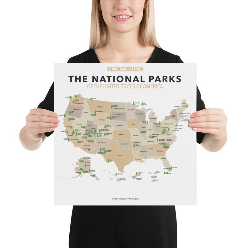 National Parks Map Poster - Museum-quality, Matte Finish, 10x10, 12x12 ...