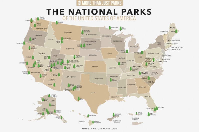US National Parks Map Digital Download by More Than Just Parks - High ...