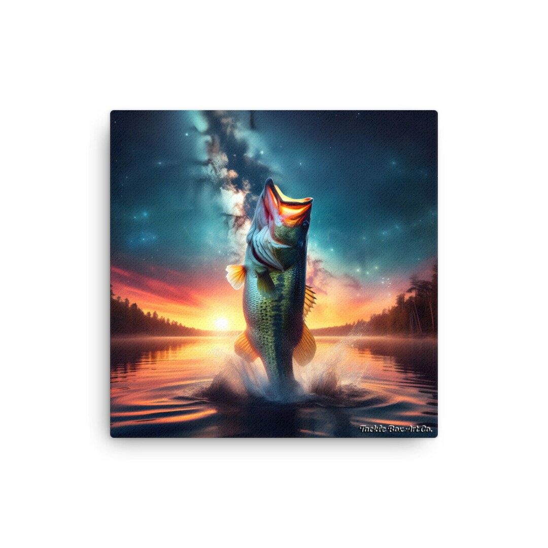 Midnight Whirl: Dancing Largemouth Bass in Darkness by Tackle Box Art ...
