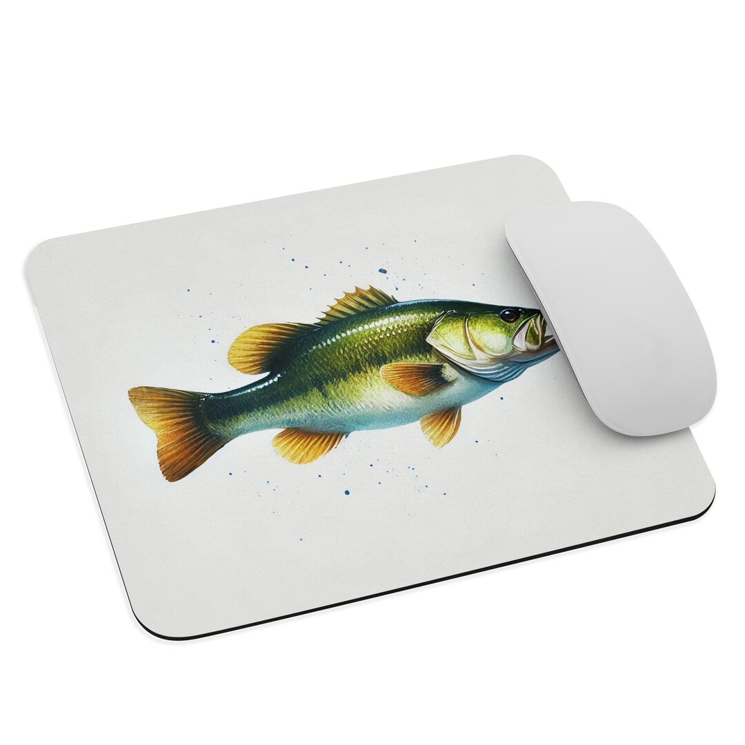 Watercolor Largemouth Bass Mouse Pad Fishing-themed Desk Accessory for ...
