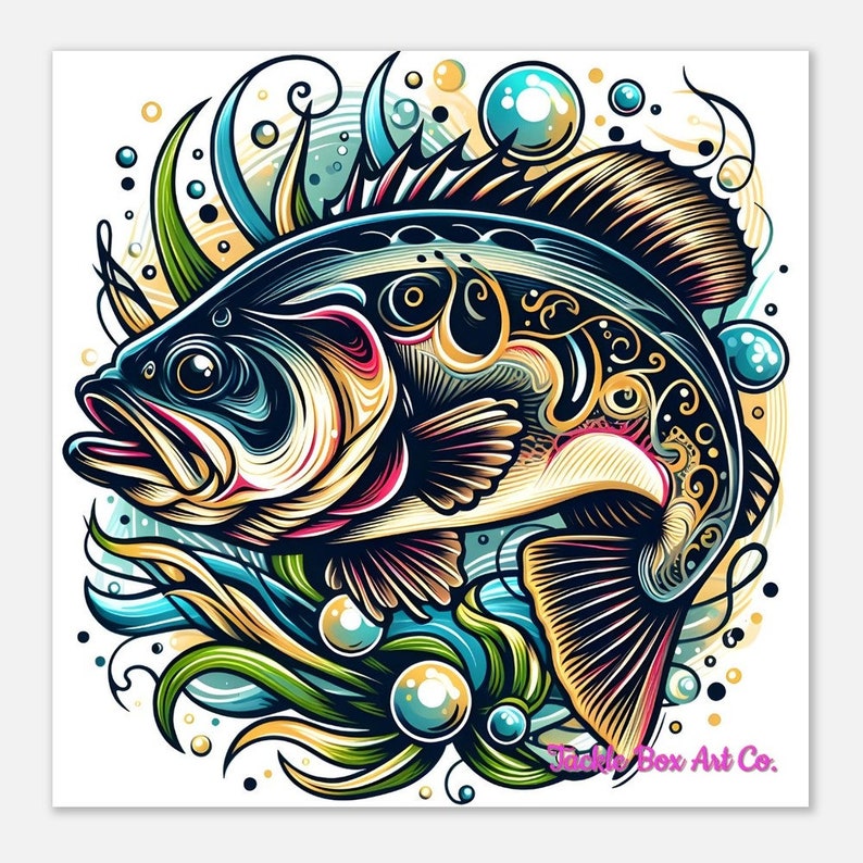 Foam Square Bold and Beautiful: Colorful Bass Art Print by Tackle Box ...