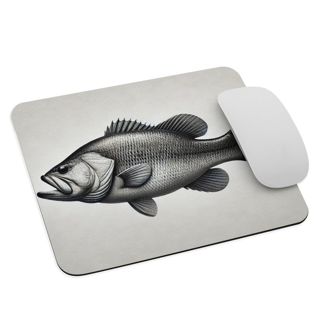 Graphite Largemouth Bass Mouse Pad Fishing-themed Desk Accessory for ...