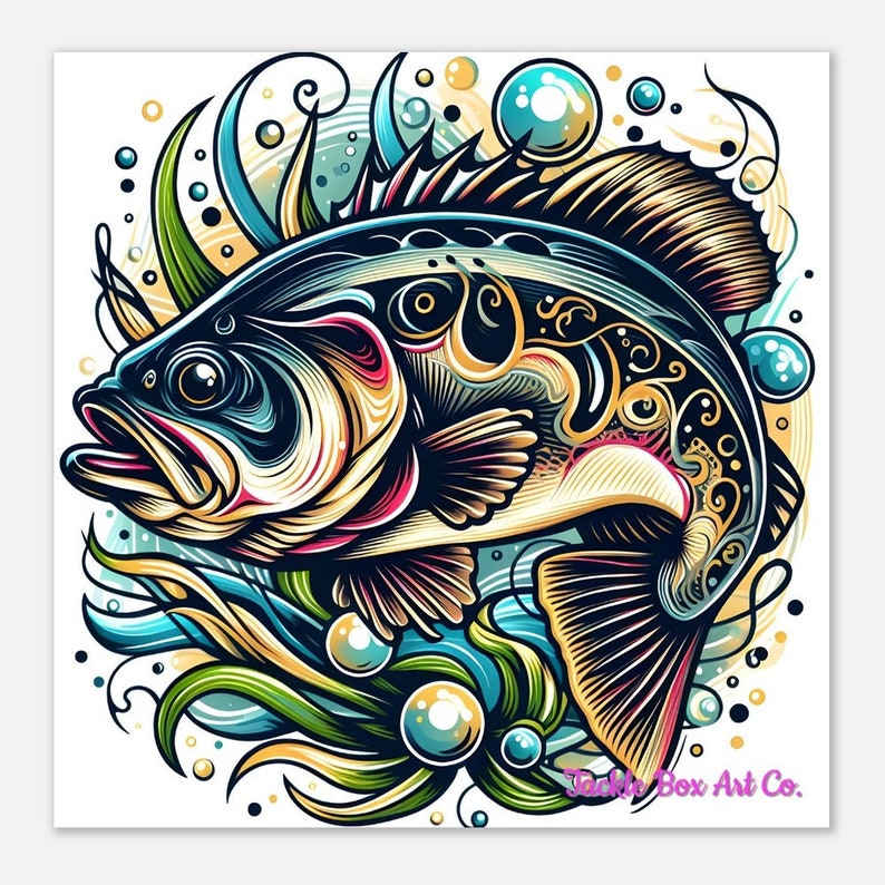 Foam Square Bold and Beautiful: Colorful Bass Art Print by Tackle Box ...