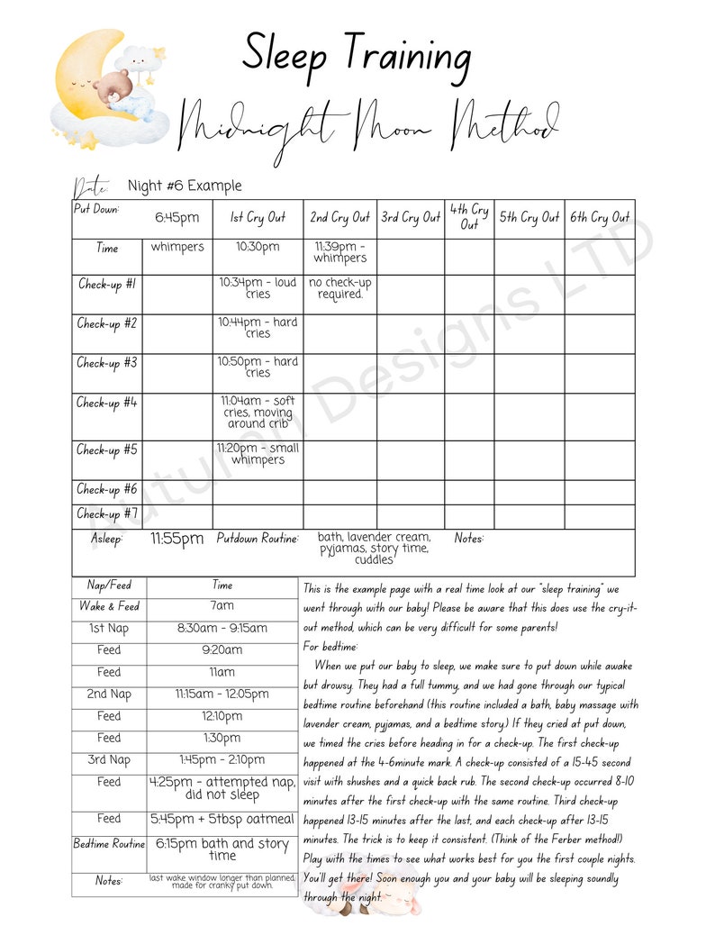 Sleep Training Tracking Chart, Notes, Baby, Nursery, Bedtime Routine - Etsy