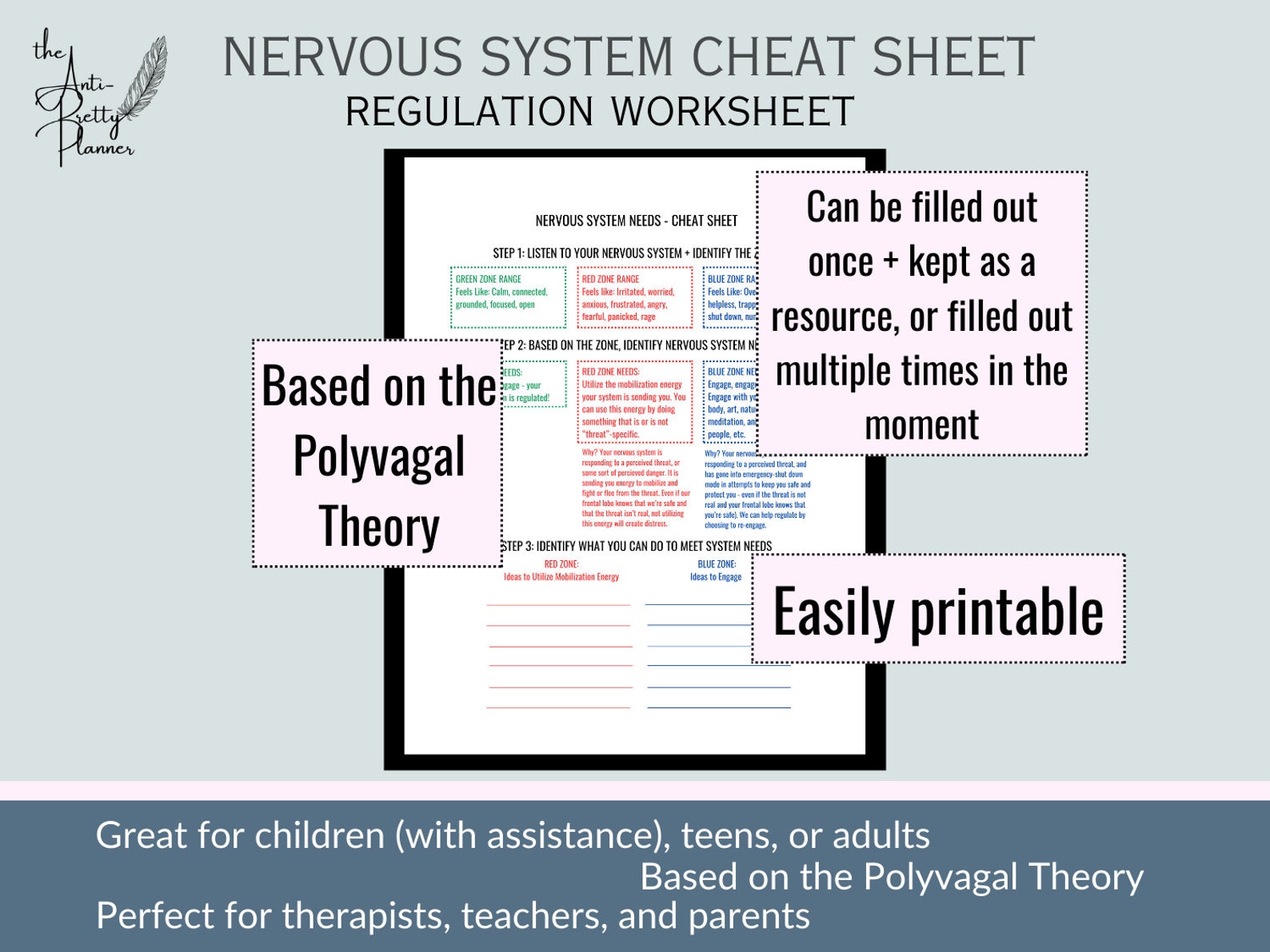 Nervous System Regulation Digital Printable Worksheet, Polyvagal ...
