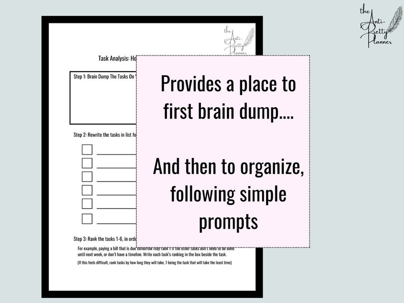 Task Analysis Worksheet for Anxiety, ADHD, Kids, Overwhelm, Therapy ...