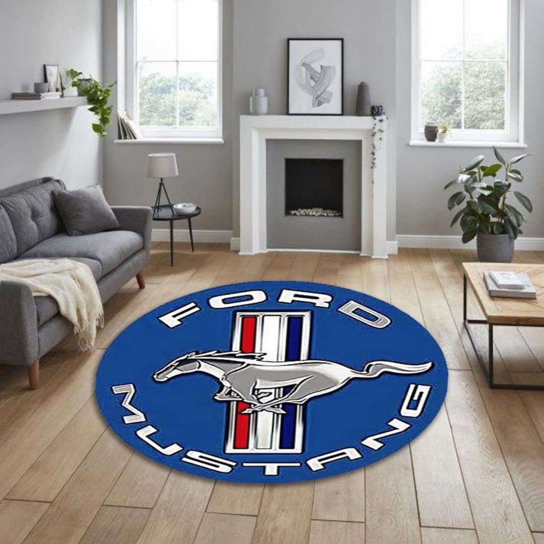 Ford MUSTANG Logo Round Rug, Living Room Carpet, Carpet for Your ...