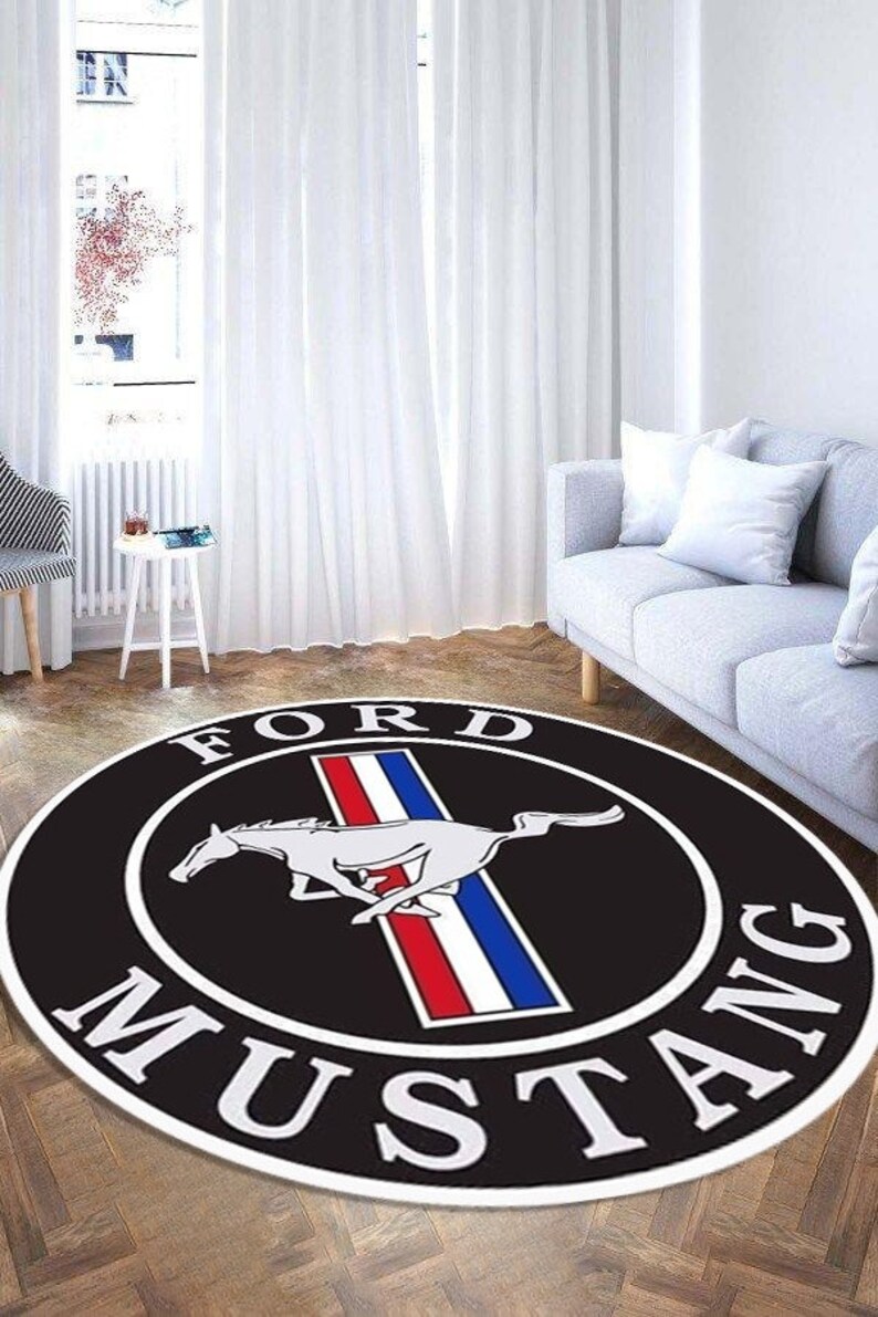 Ford MUSTANG Logo Round Rug, Living Room Carpet, Carpet for Your ...