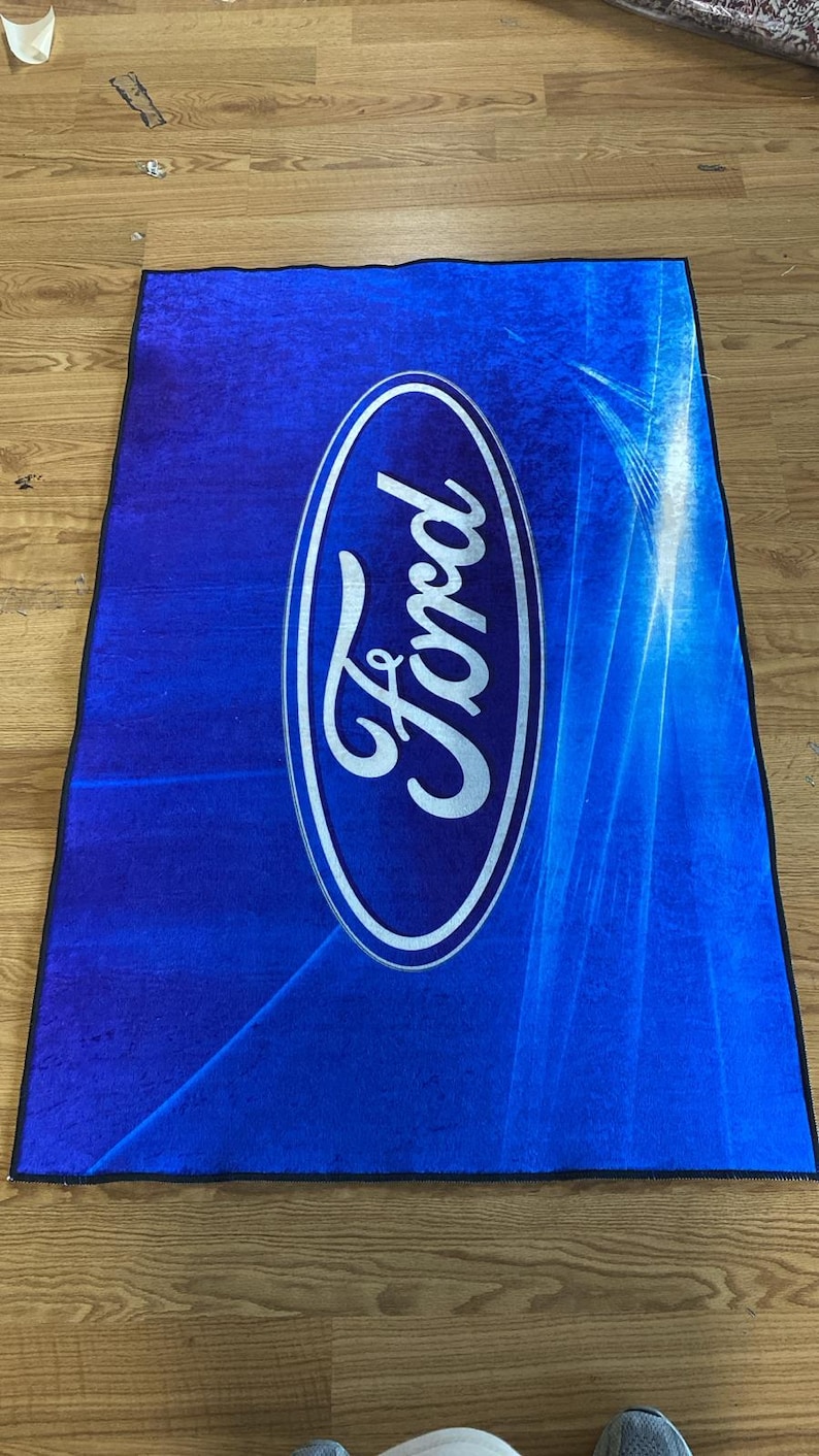 Ford Logo Rectangular Rug, for Garage, Carpet for Your Apartment, Hobby ...