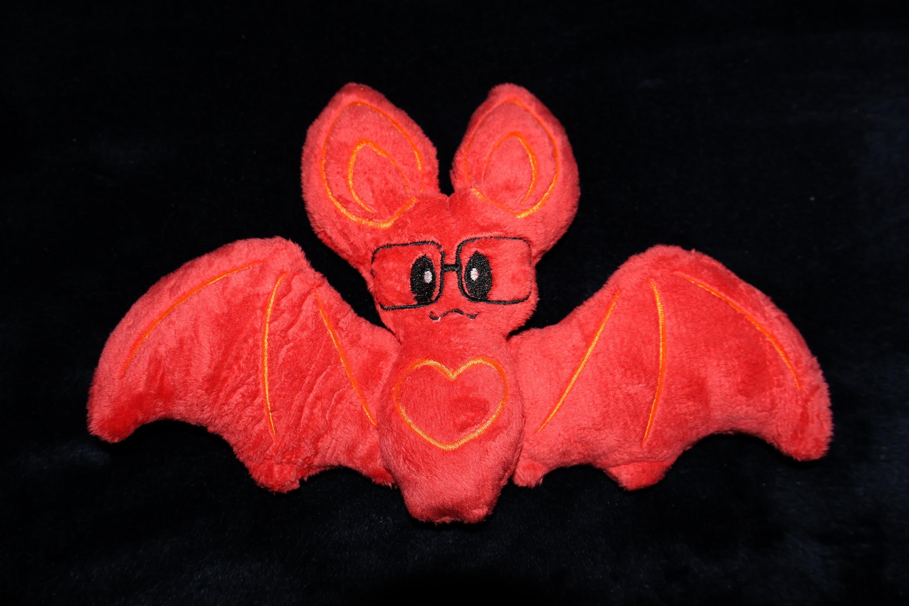 Bat Plush Red With Orange Accents and Bat Plushie Bat Plush Soft Minky ...