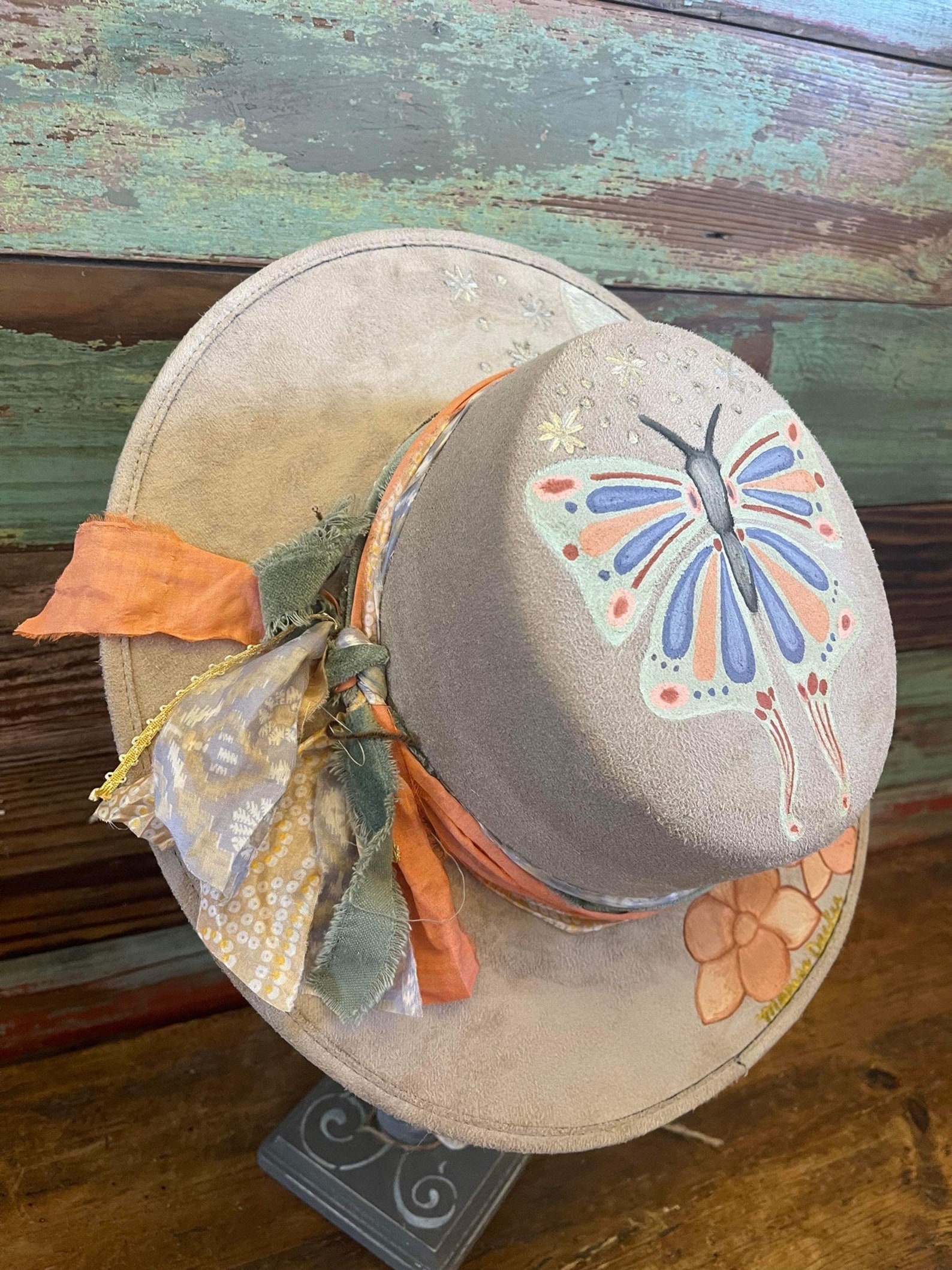 Moon Moth Hand Painted Corodobes Style Womens Cowboy Hat - Etsy