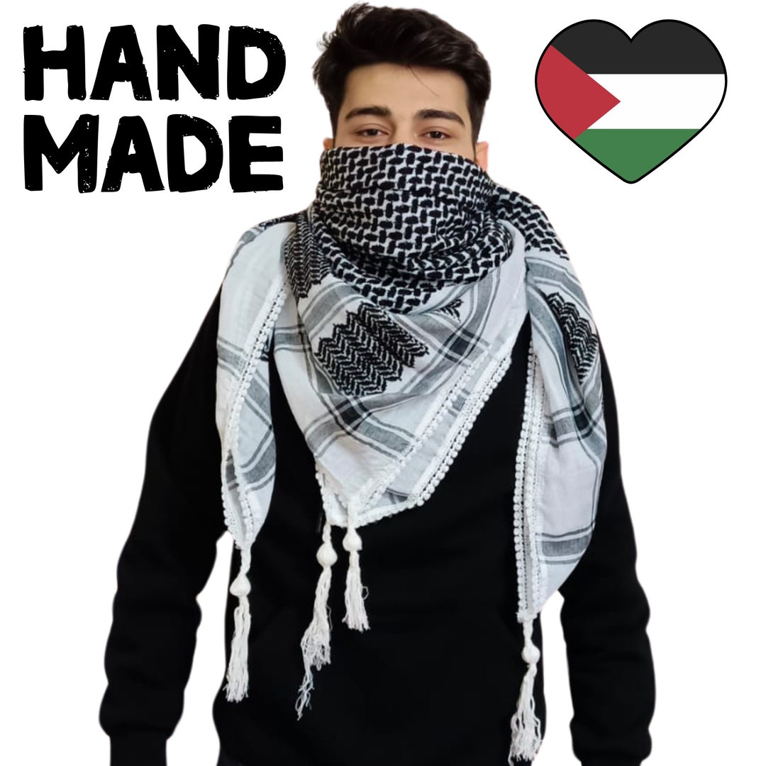 Keffiyeh Palestine Scarf Kufiya Traditional Cotton Shemagh With Tassels ...