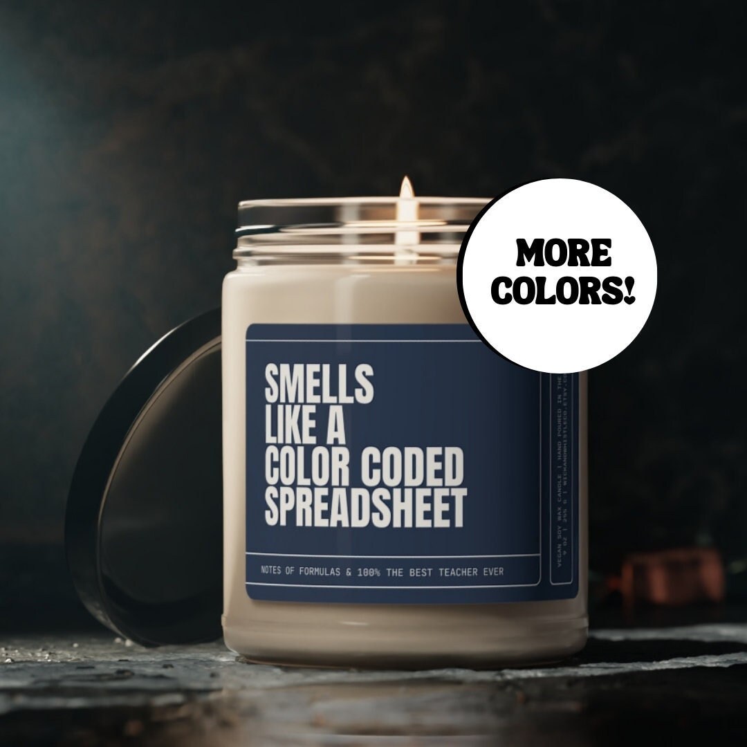 Color Coded Spreadsheet Candle, Teacher Appreciation Gift, Gift for ...