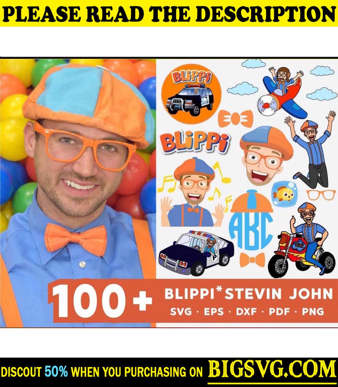 100 Blippi Png Bundle, Happy Birthday Blippi Png, Blippi Sublimation ...