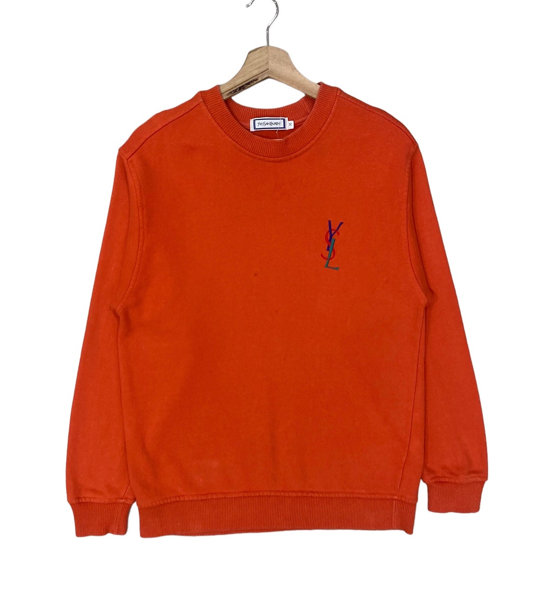 Vtg YSL Spell Out Logo Crewneck Sweatshirt Size Medium Yves Saint ...