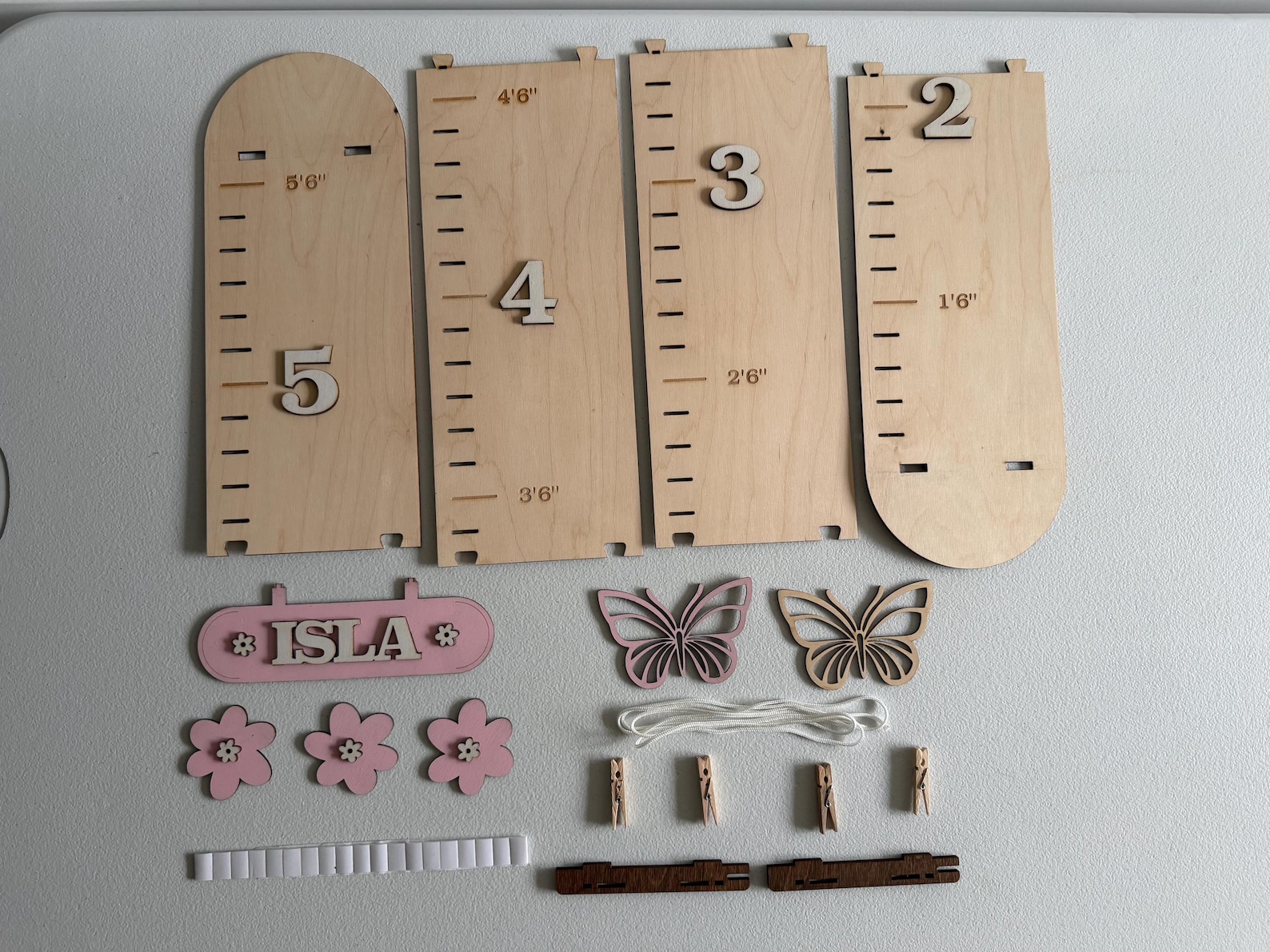 Kids Height Stick Measurement Ruler Wood Growth Chart Boy Room Decor ...