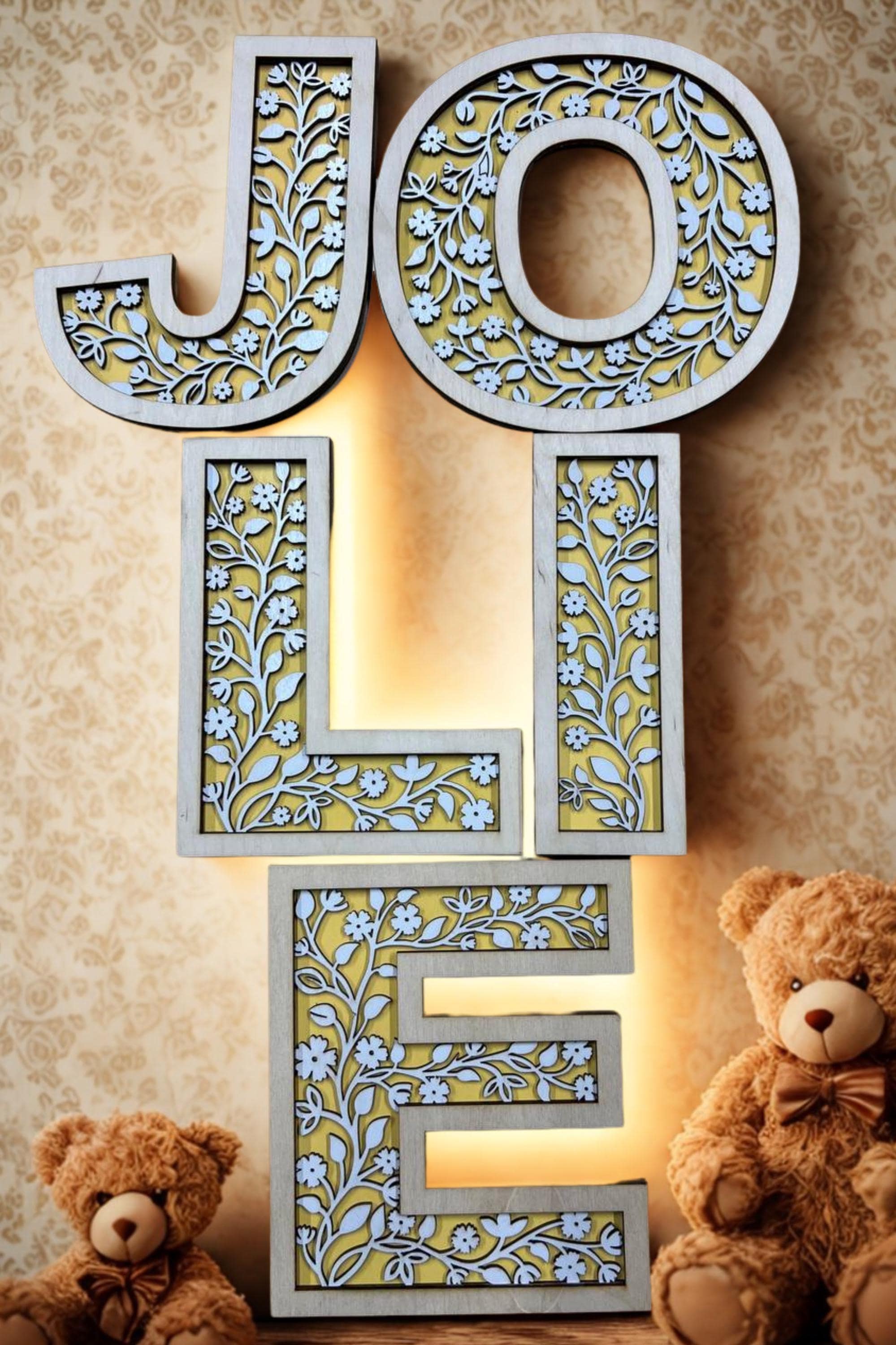 Floral Wooden Name Sign | Nursery Wall Decor - Etsy
