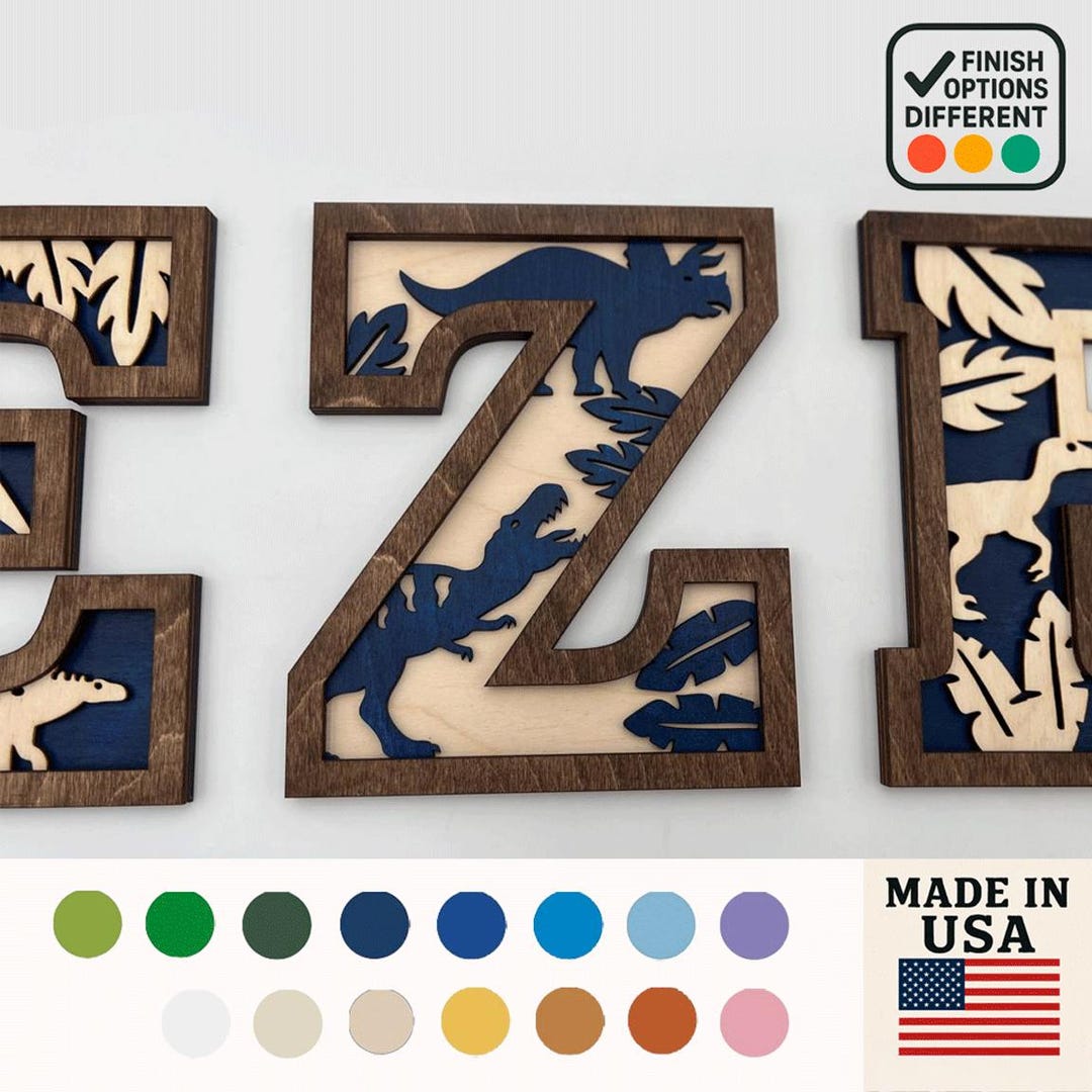 Personalized Wooden Dinosaur Name Sign – Laser Cut Kids Room Decor ...
