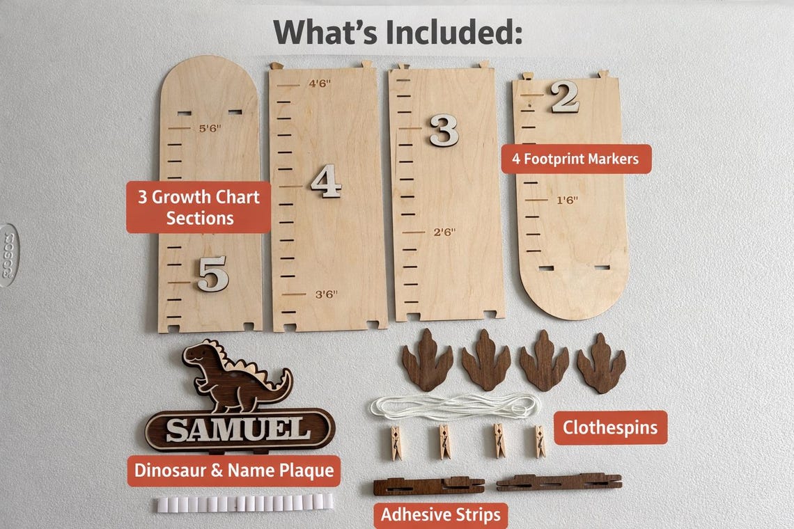 Kids Height Stick Measurement Ruler Wood Growth Chart Boy Room Decor ...