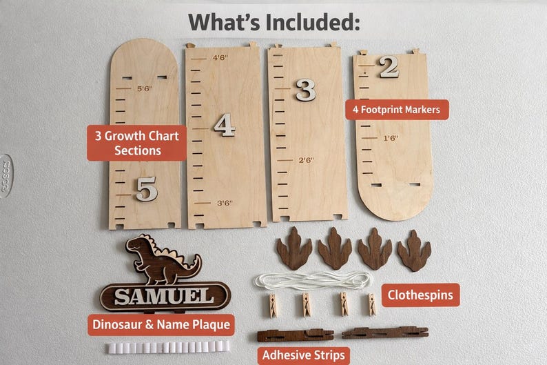 Kids Height Stick Measurement Ruler Wood Growth Chart for Boys and ...