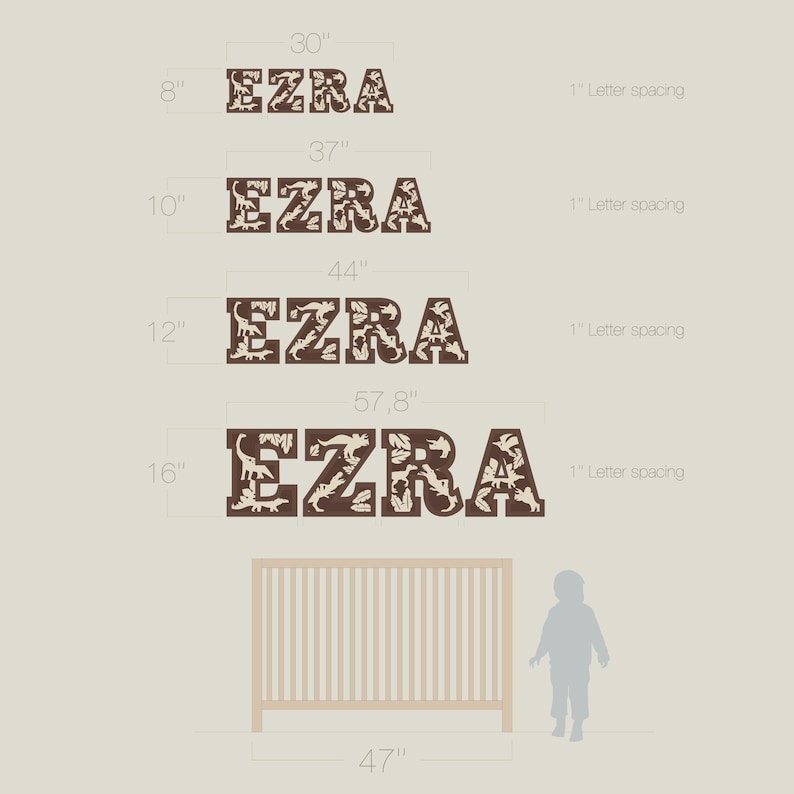 Custom Dinosaur Name Sign | Wooden Letters for Boys or Girls, Nursery ...