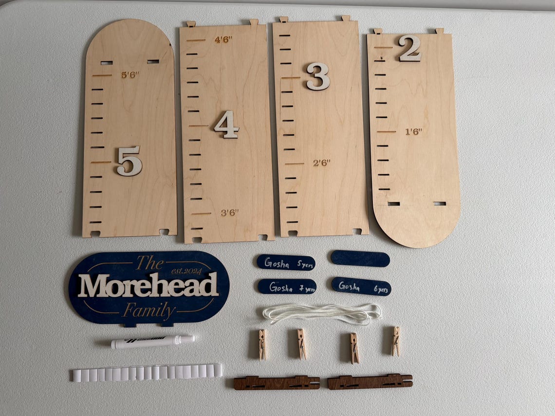 Kids Height Stick Measurement Ruler Wood Growth Chart Boy Room Decor ...