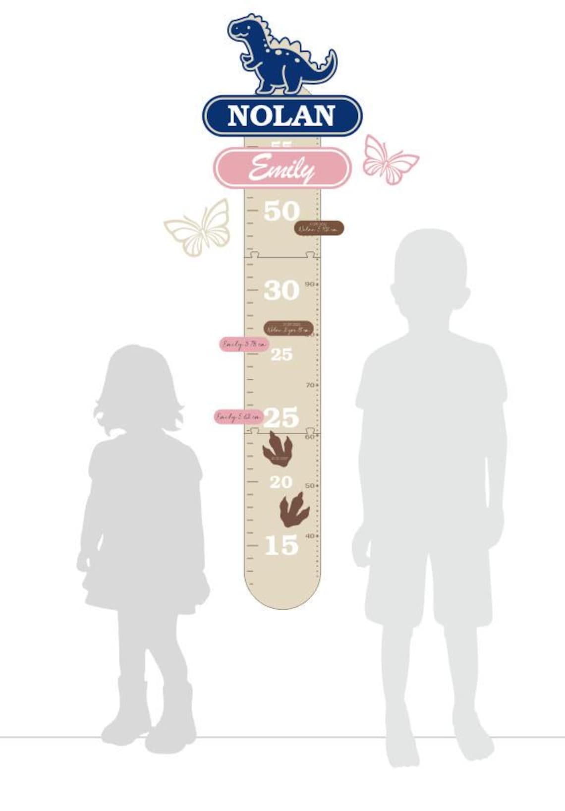 Kids Height Stick Measurement Ruler Wood Growth Chart Boy Room Decor ...