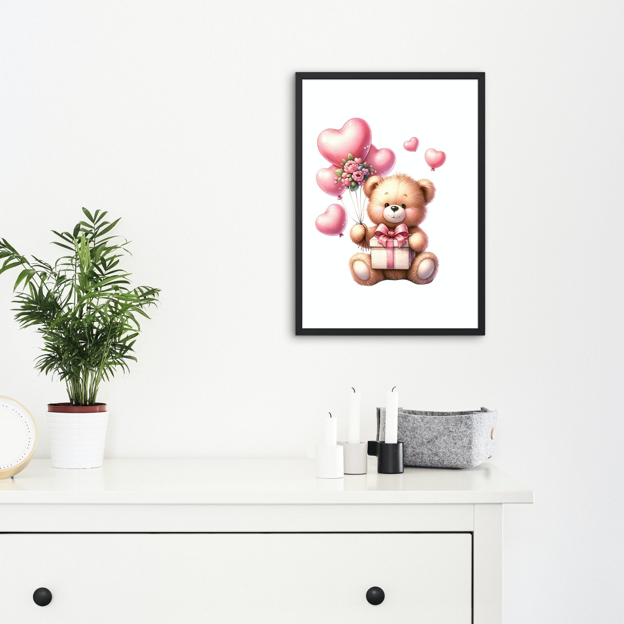 Watercolor Valentines Teddy Bear Clipart,40 PNG, Valentines Teddy Bear ...