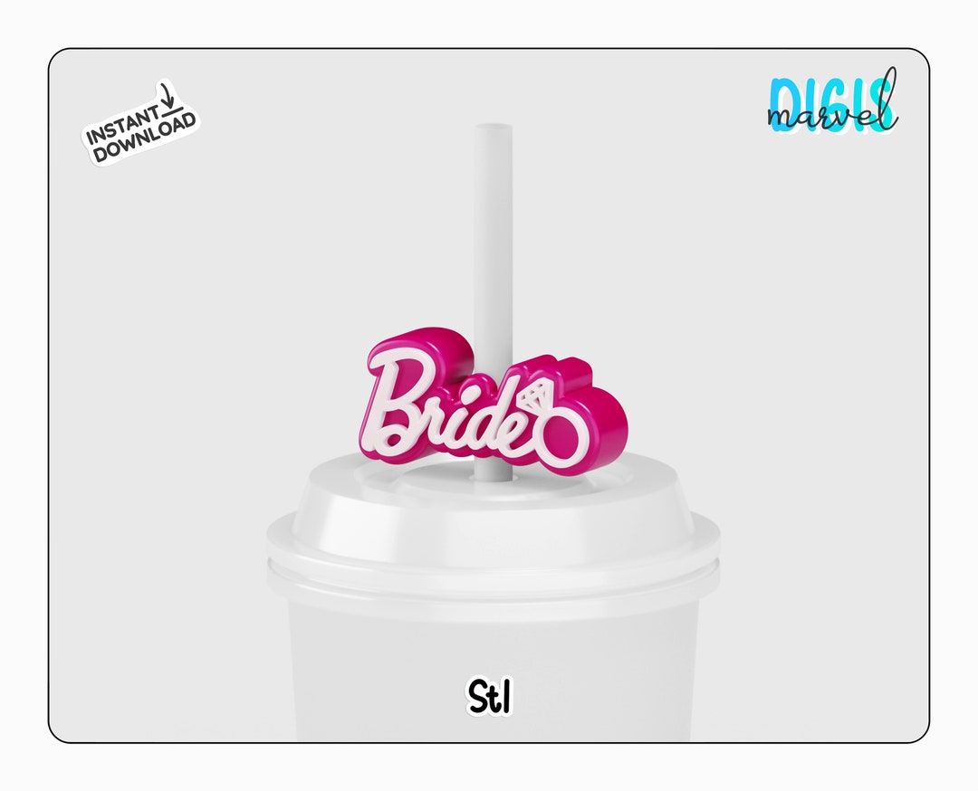 Bride Straw Topper STL Fashion Doll Style Tumbler Accessory 3d Printing ...