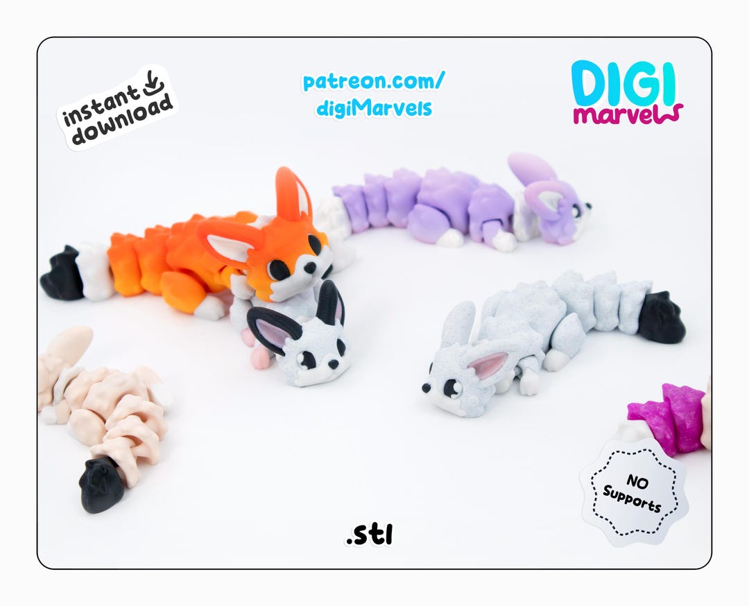 Flexi Fennec Fox STL, 3mf File | Articulated Toy + Keychain | File for ...