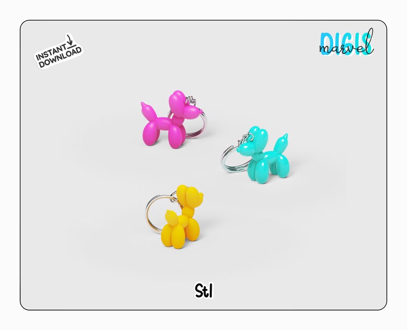 Balloon Dog Keychain STL Keychain 3d Printing File Commercial Use - Etsy