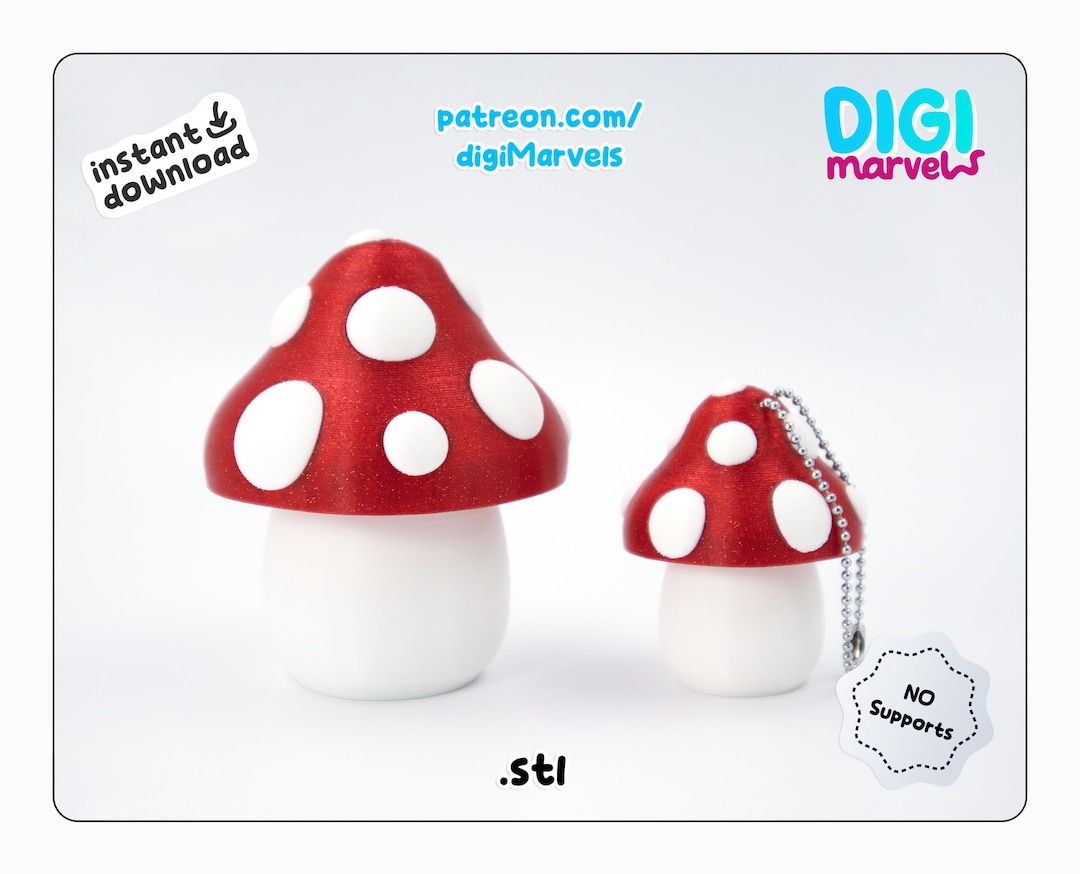 Mushroom Stash Jar Keychain STL: 3D Printing File (commercial Use) - Etsy