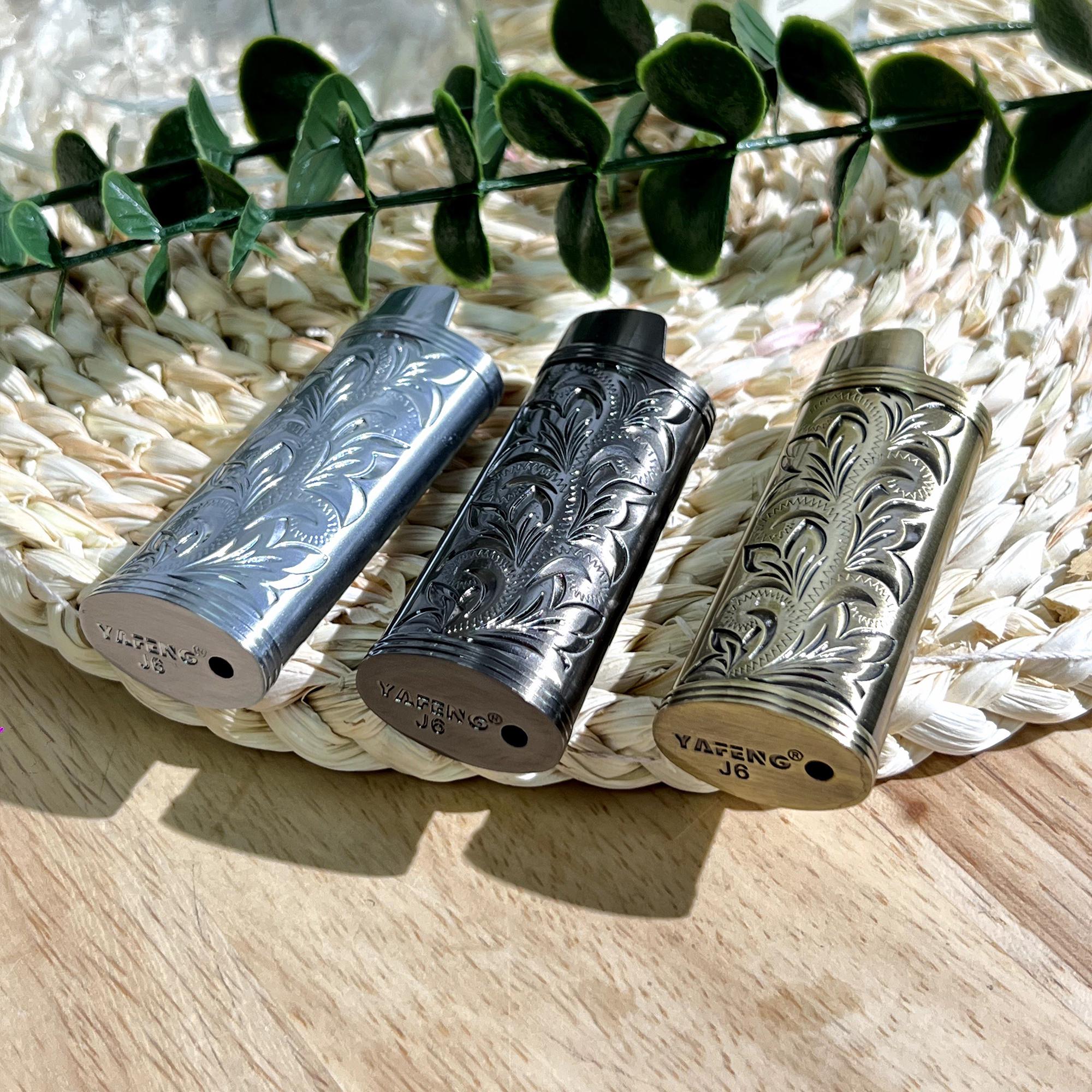 Vintage Floral Engraved Lighter Case, Retro Zinc Alloy Lighter Holder ...