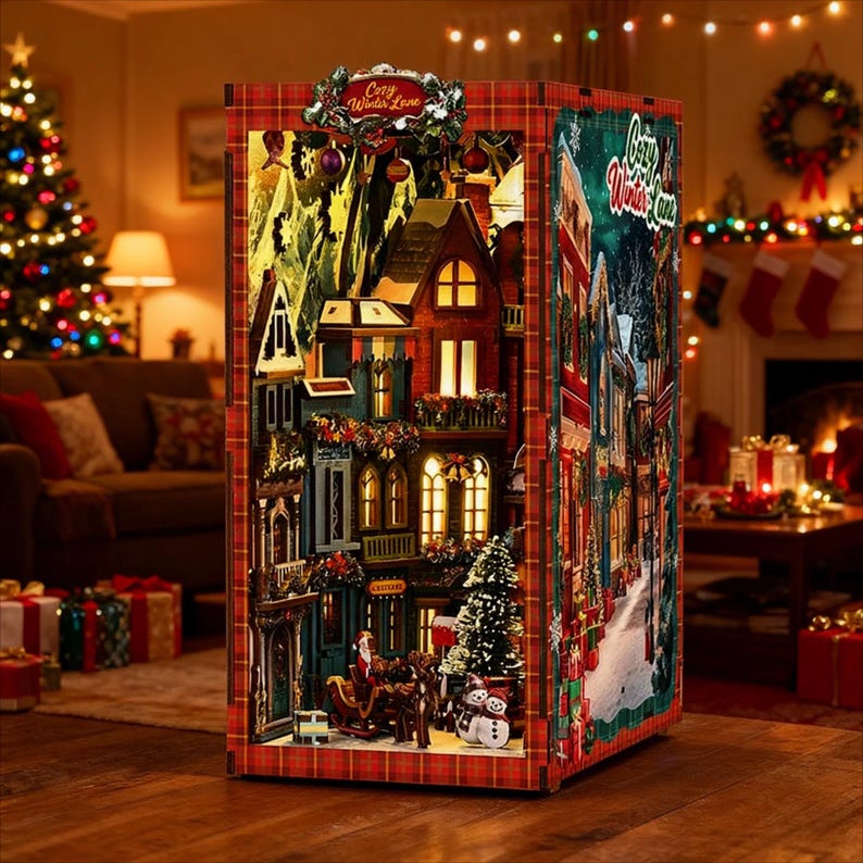 Cozy Winter Lane Christmas Miniature Light Box - Etsy