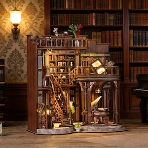 DIY Book Nook Library Kit | Miniature Wooden Bookshelf Insert - Etsy